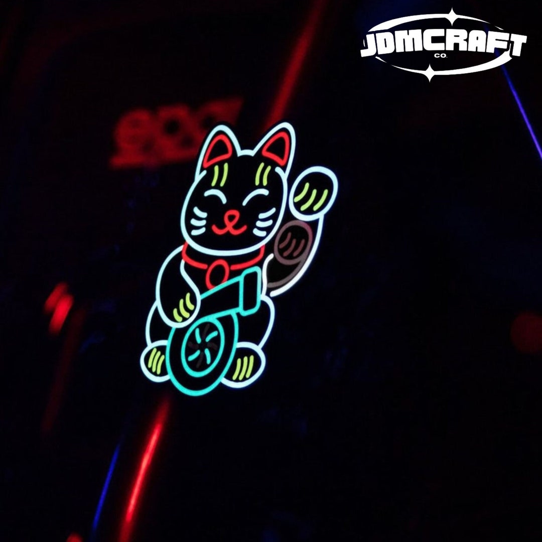 JDM Sticker Car, JDM Car Accessory, Universal Glow Panel Waving Lucky ...