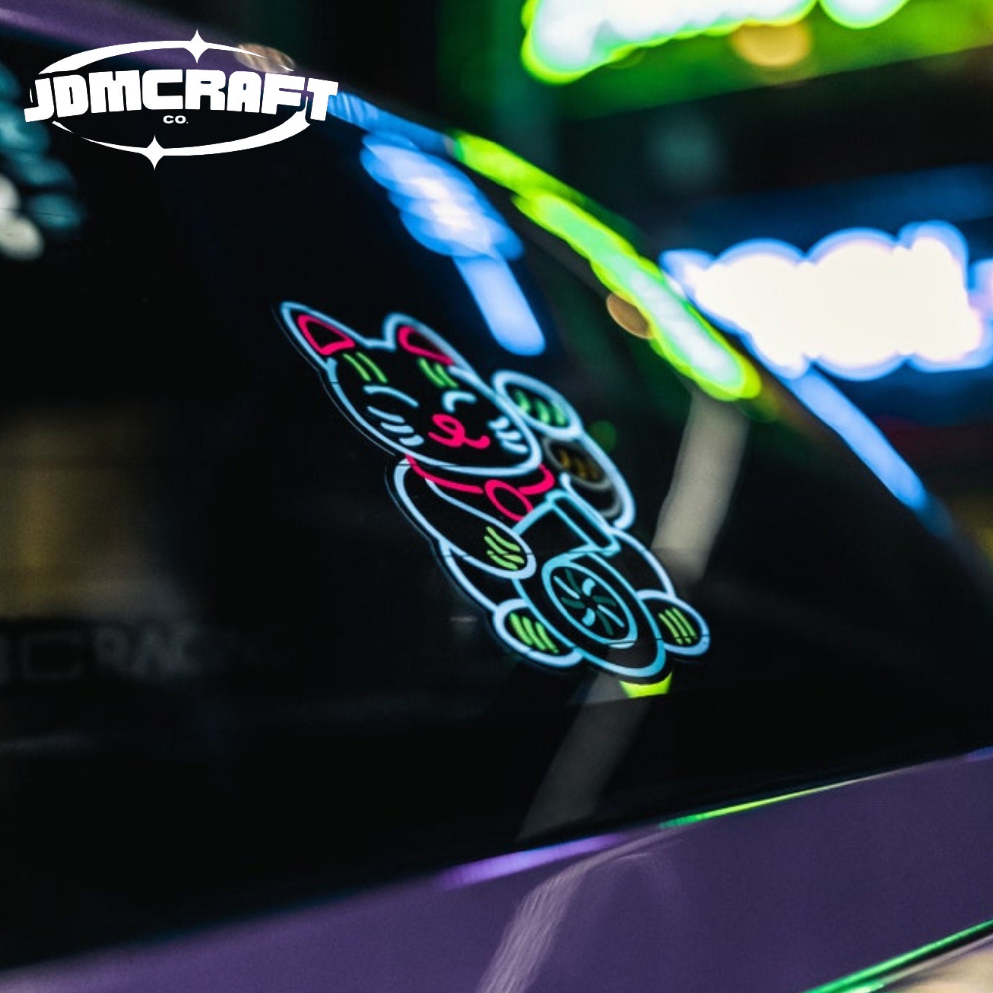 JDM Sticker Car, JDM Car Accessory, Universal Glow Panel Waving Lucky ...