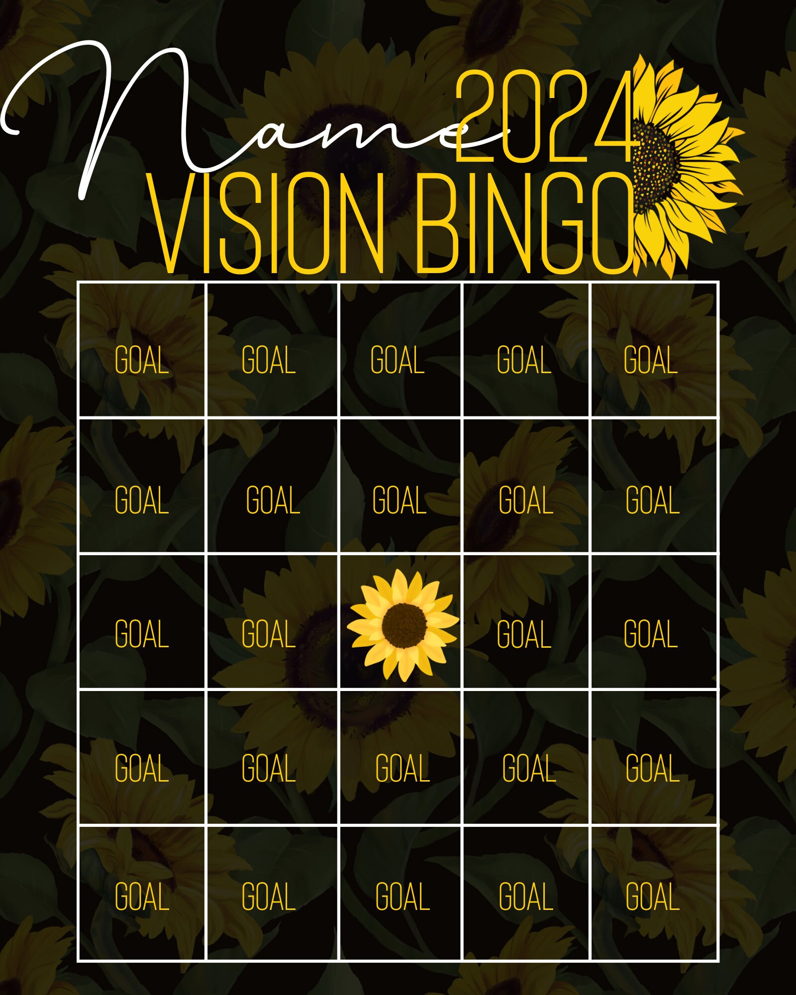 Vision Board Bingo Card - Etsy