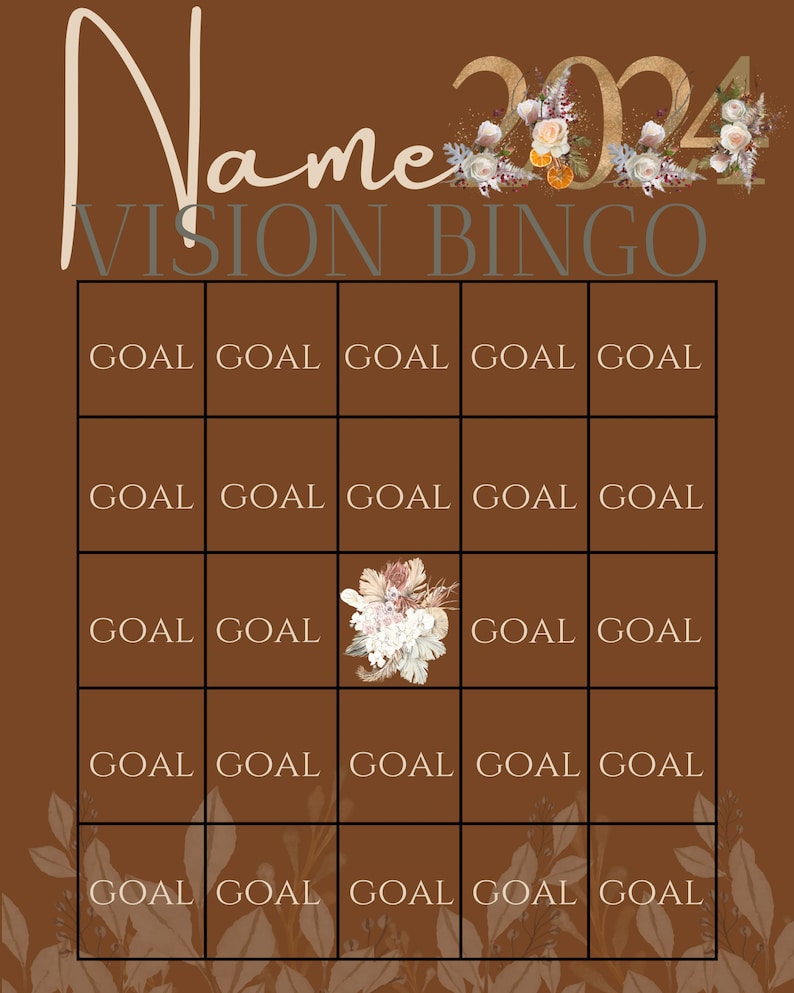 Vision Board Bingo Card - Etsy