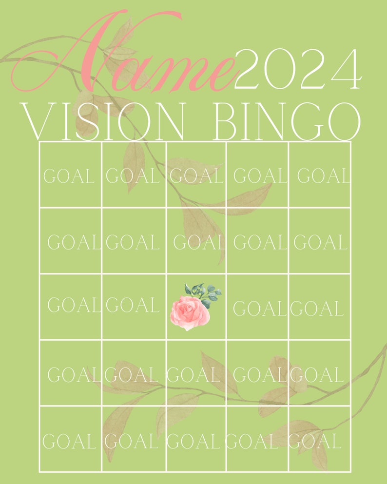 Vision Board Bingo Card - Etsy