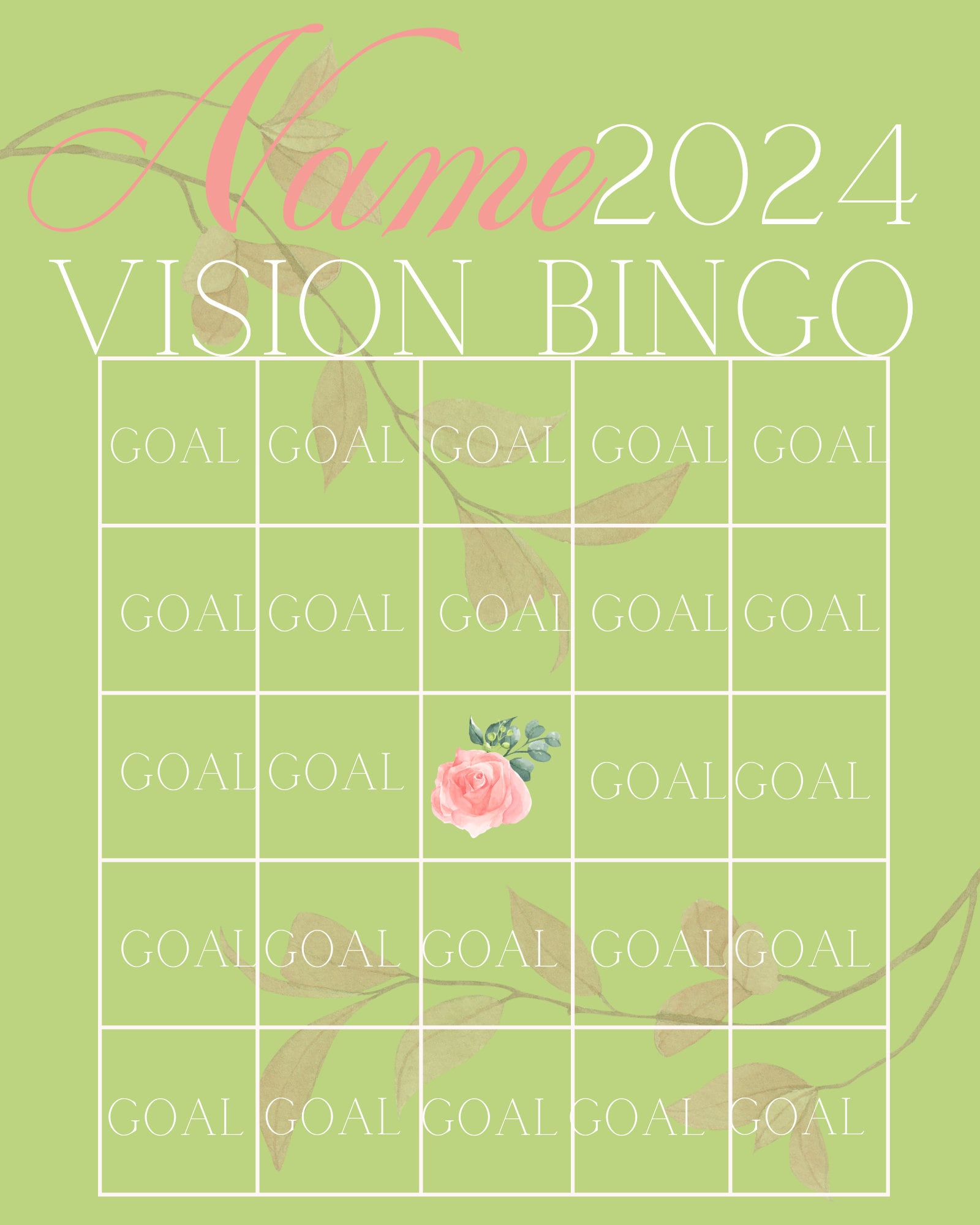 Vision Board Bingo Card - Etsy
