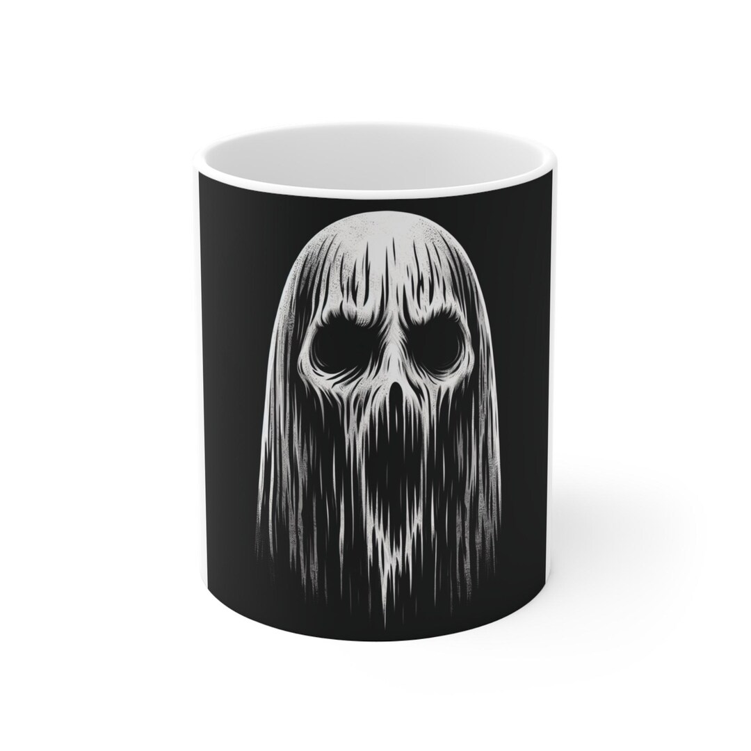 Creepy Ghost Mug, Halloween Mug, Coffee Mug, Spooky Coffee Cup, Creepy ...