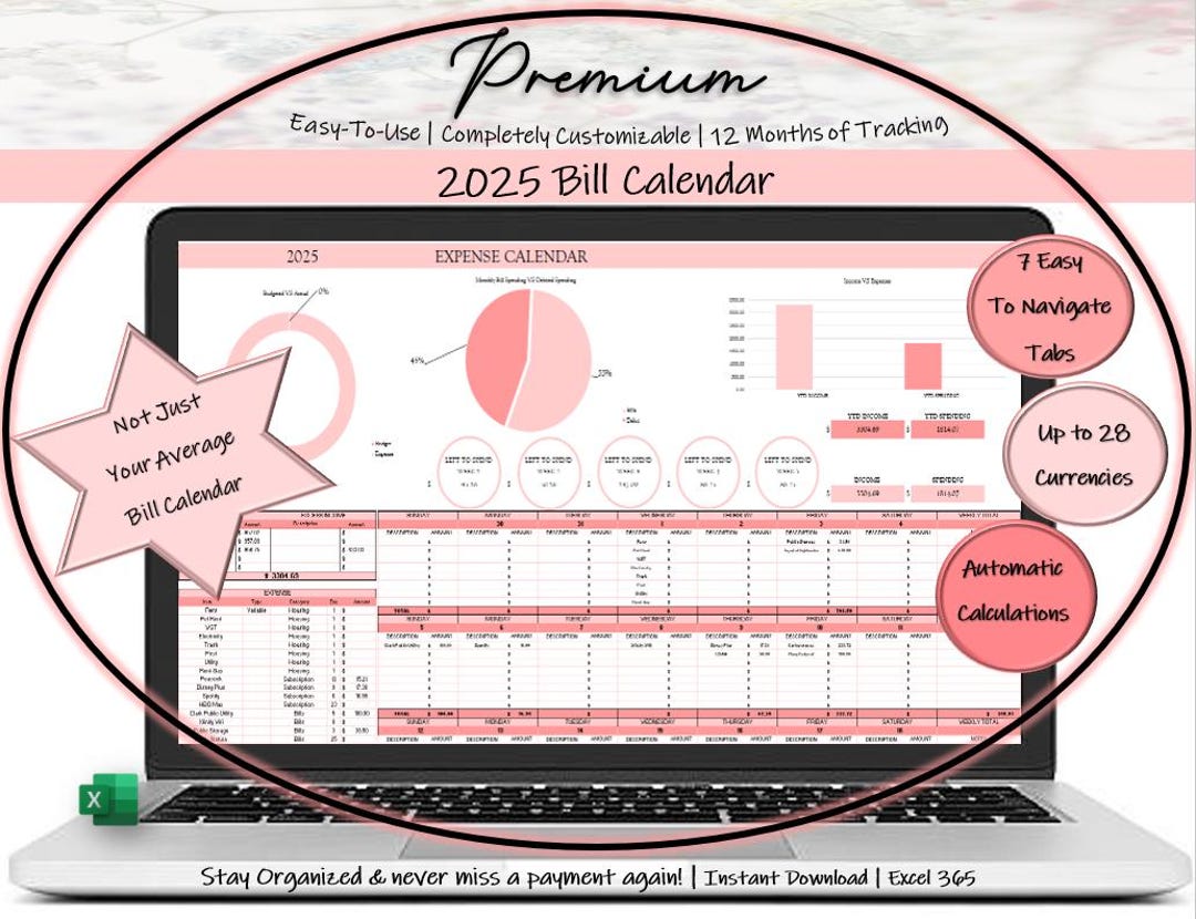 Premium - Monthly Bill Organizer - Etsy