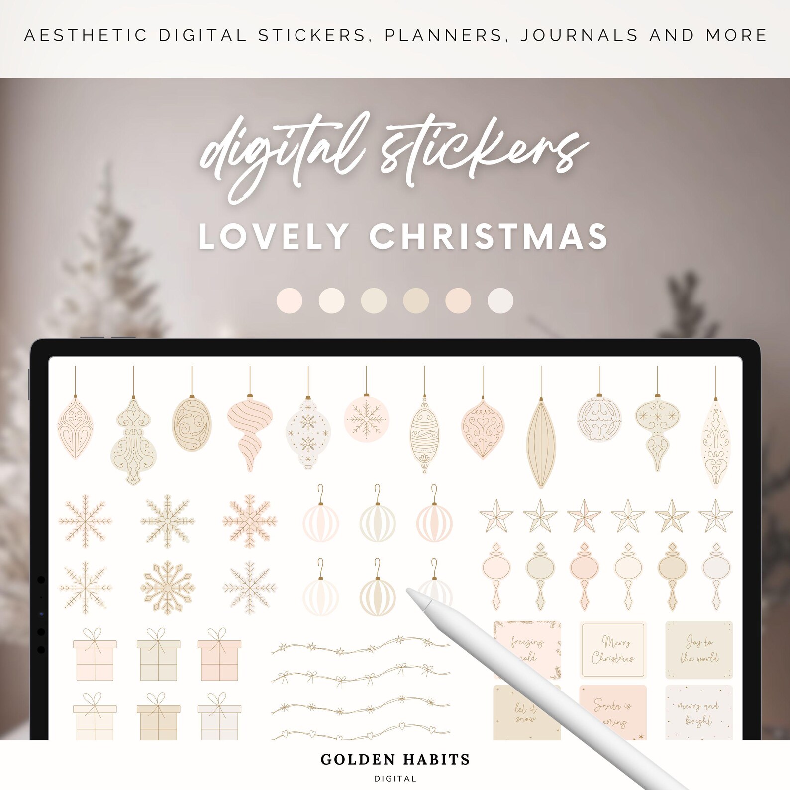 Digital Christmas Stickers for Digital Planner | Nostalgic Designs ...