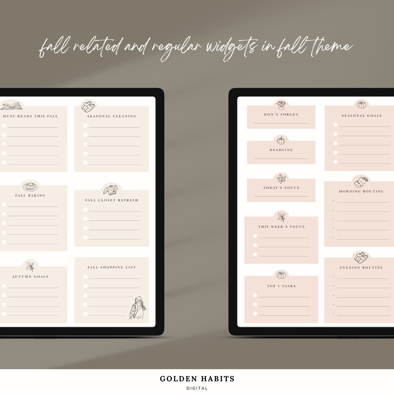 Fall Theme Digital Planner Widgets | Habit Tracker Stickers | Cozy Vibe ...
