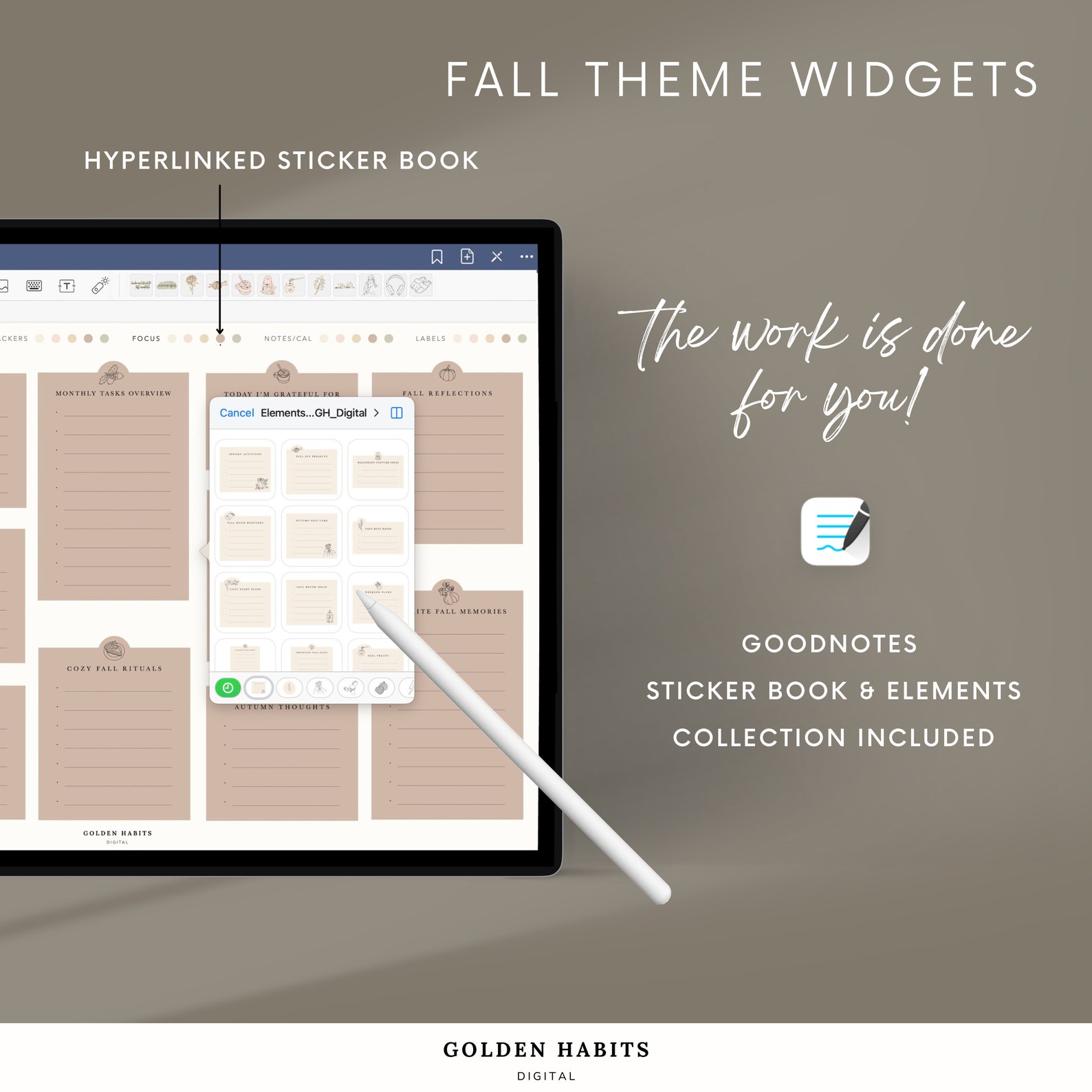 Fall Theme Digital Planner Widgets | Habit Tracker Stickers | Cozy Vibe ...