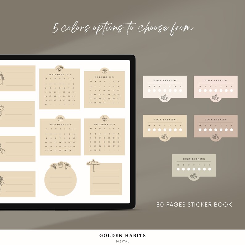 Fall Theme Digital Planner Widgets | Habit Tracker Stickers | Cozy Vibe ...