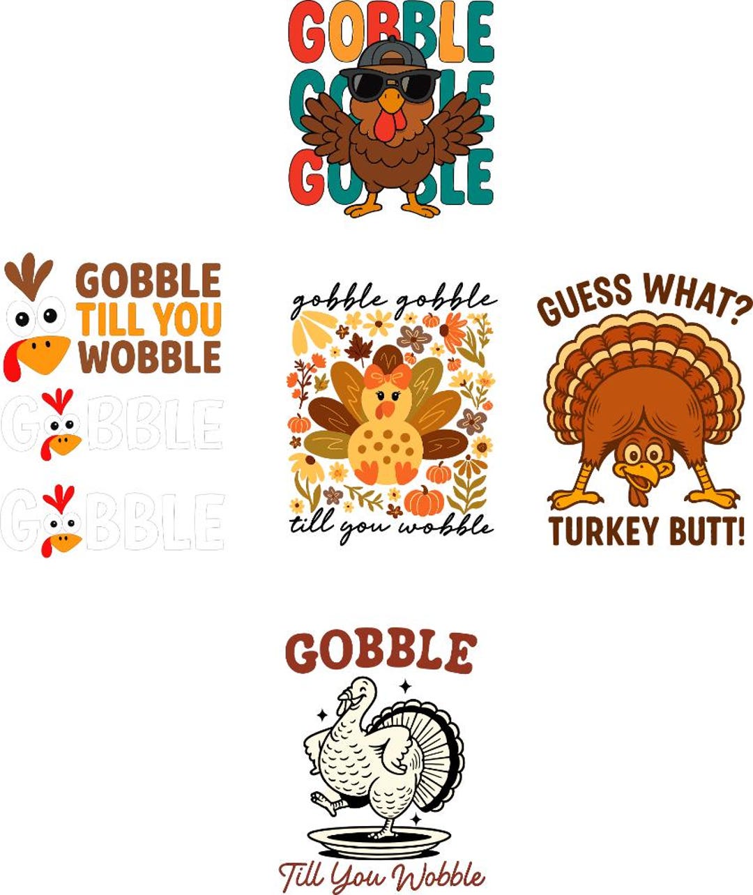 Thanksgiving Turkey PNG: Gobble Till You Wobble Clipart (digital ...