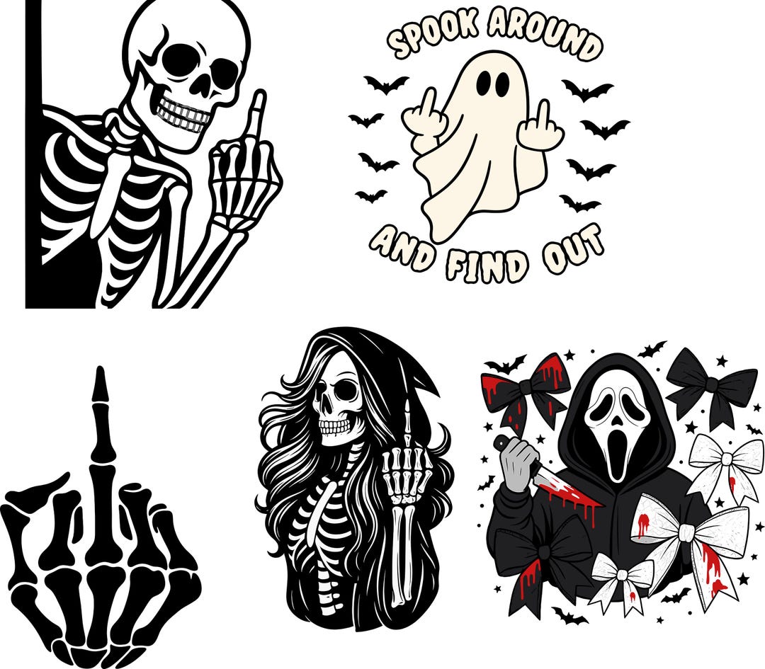 Skeleton Middle Finger SVG: Female Grim Reaper Clipart (digital ...