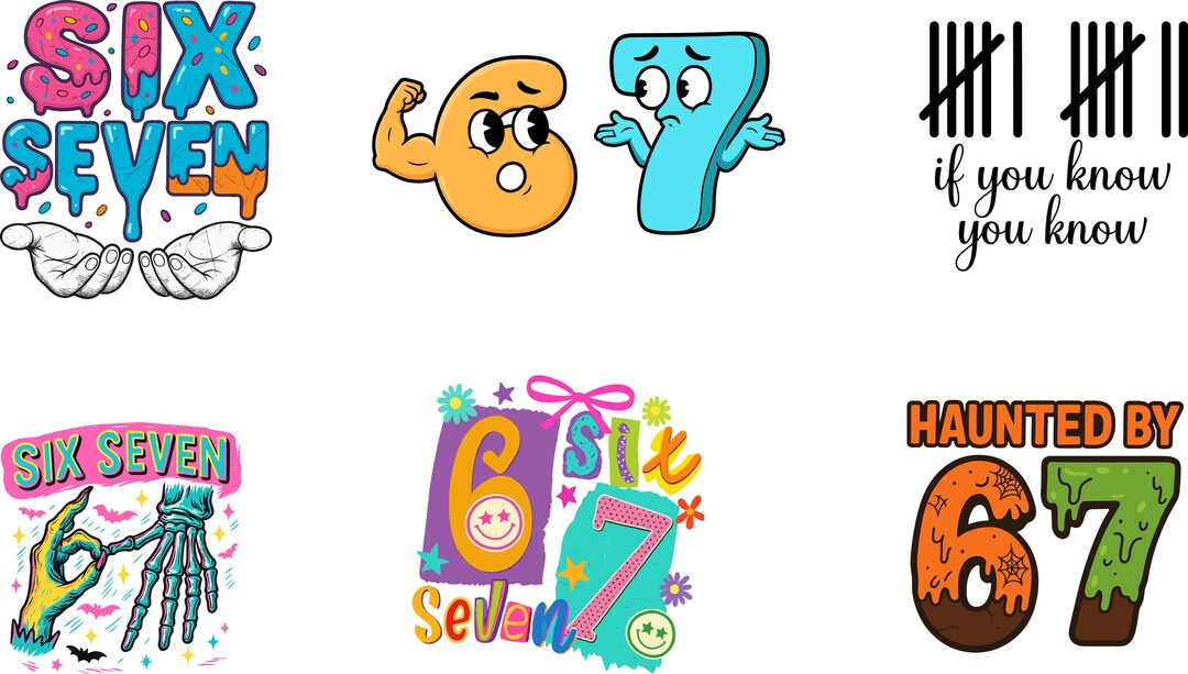Six Seven Meme SVG PNG Bundle - Funny Social Media (digital Download ...