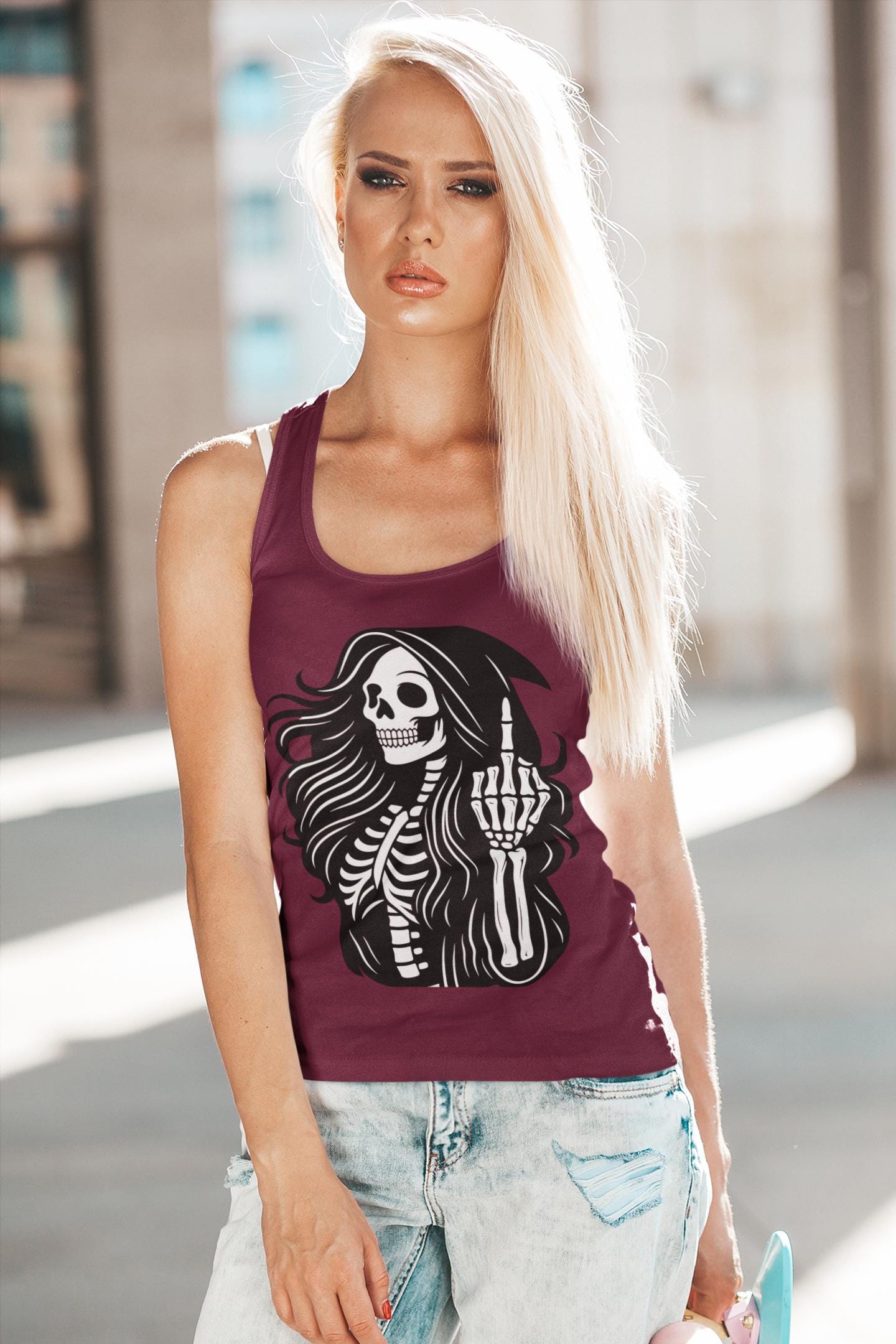 Female Grim Reaper Skeleton Png, Lady Reaper Png, Fun, Middle Finger ...