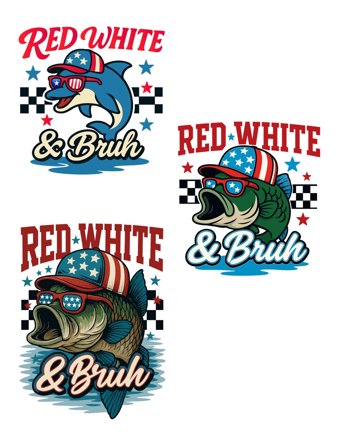 Red White & Bruh Png, 4th July Fishing Png, Bass Fishing PNG, Bass ...