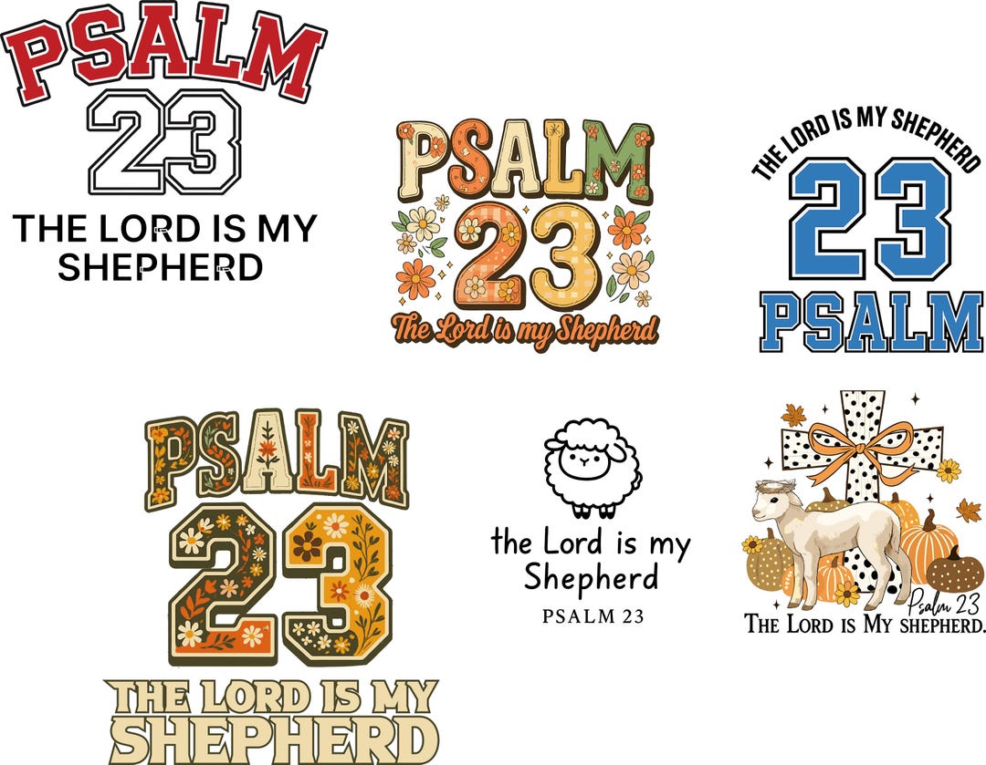 Psalm 23 PNG: Christian Bible Verse, Retro Fall Design (digital ...