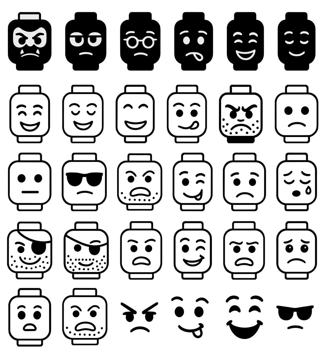 Brick Faces SVG Bundle: Kids Toys Building Blocks, Character Heads ...