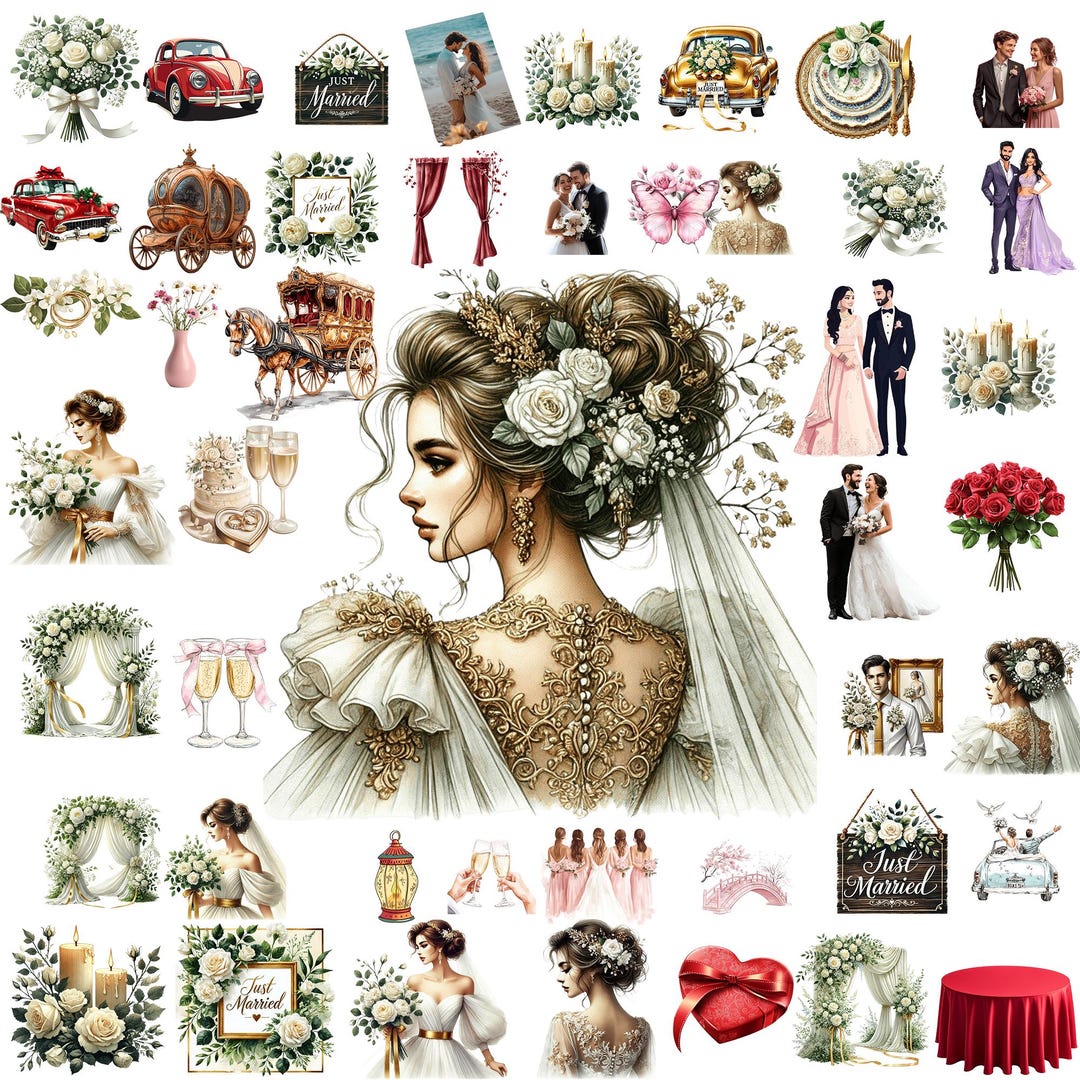 WEDDING DAY PNG, Romantic Bride and Groom Png, Bride and Groom Back Png ...