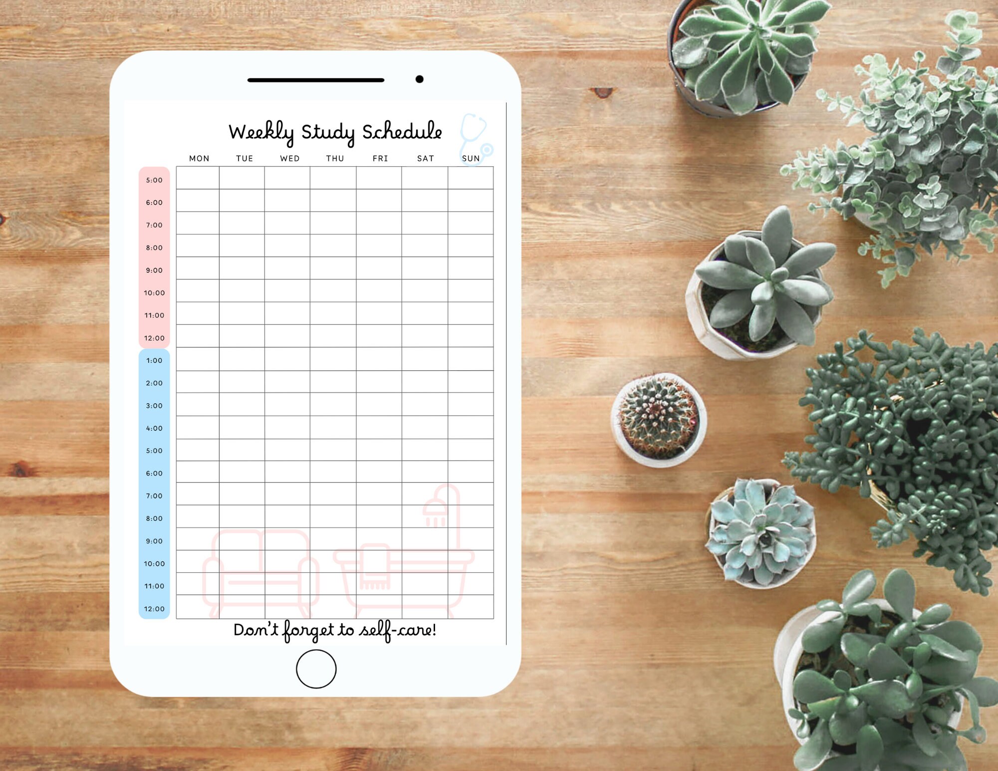Weekly Study Planner, Study Schedule Time Blocks Printable ...