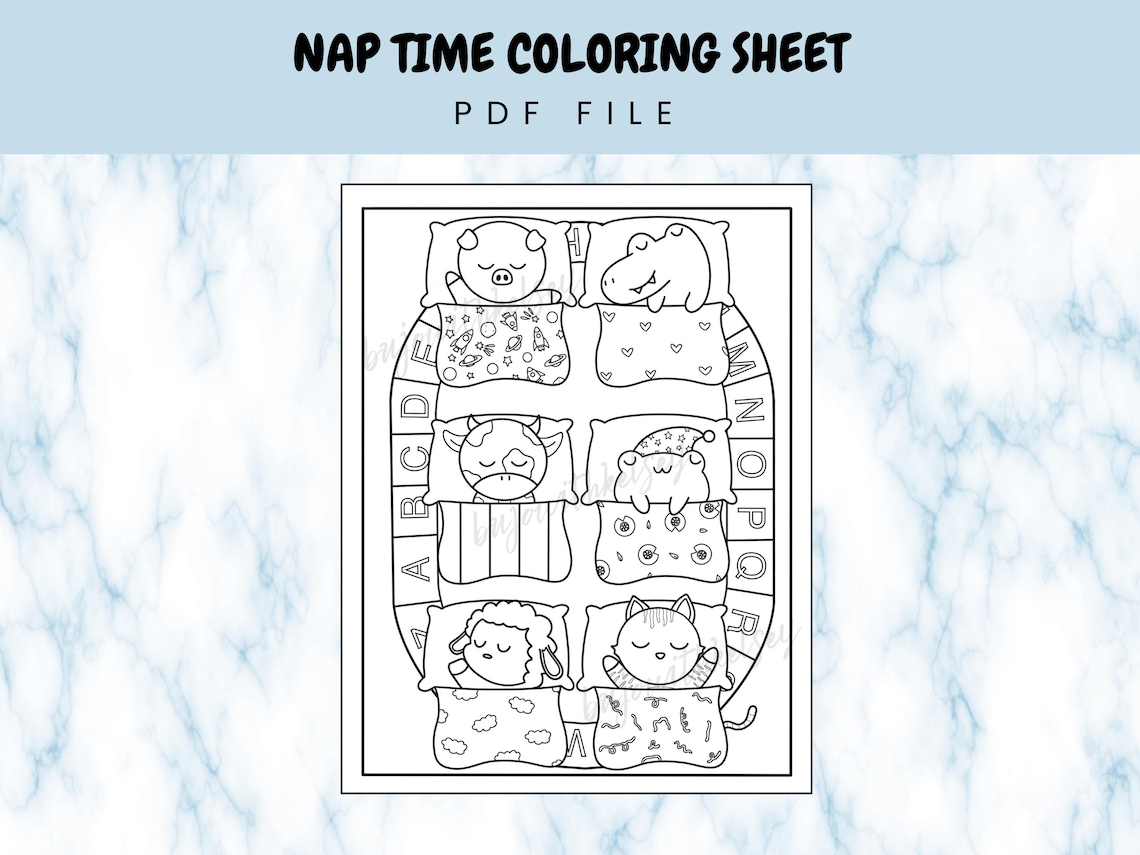 Coloring Sheet: Nap Time Coloring for Adults Coloring Pages for Kids ...