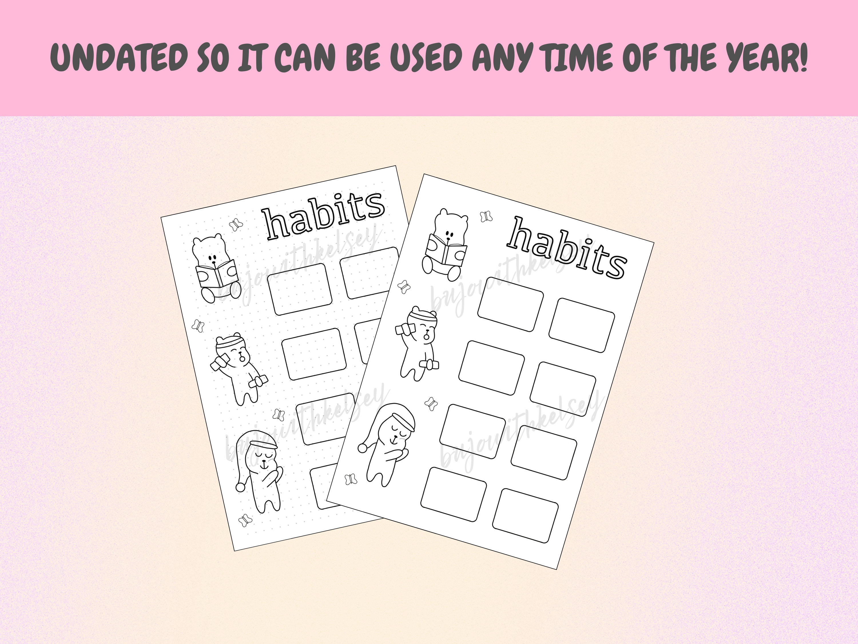 Printable Habit Tracker: Cute Bears Theme | Tracking Template | Monthly ...
