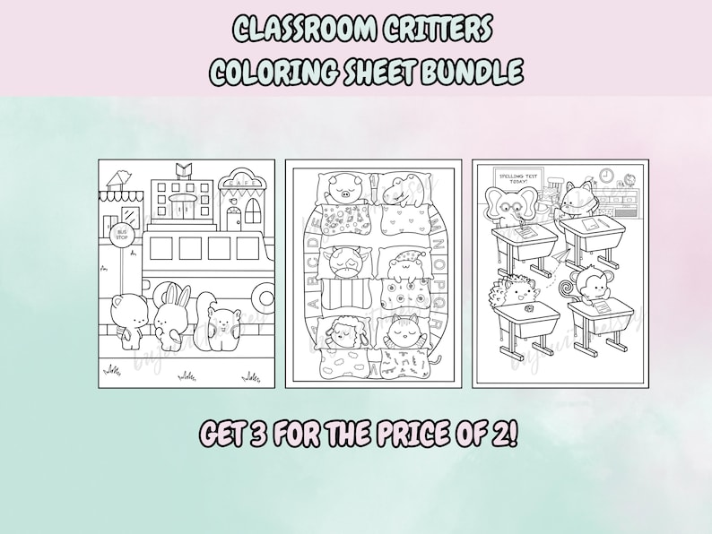 Coloring Sheet Bundle: Classroom Critters | Back to School | Digital ...