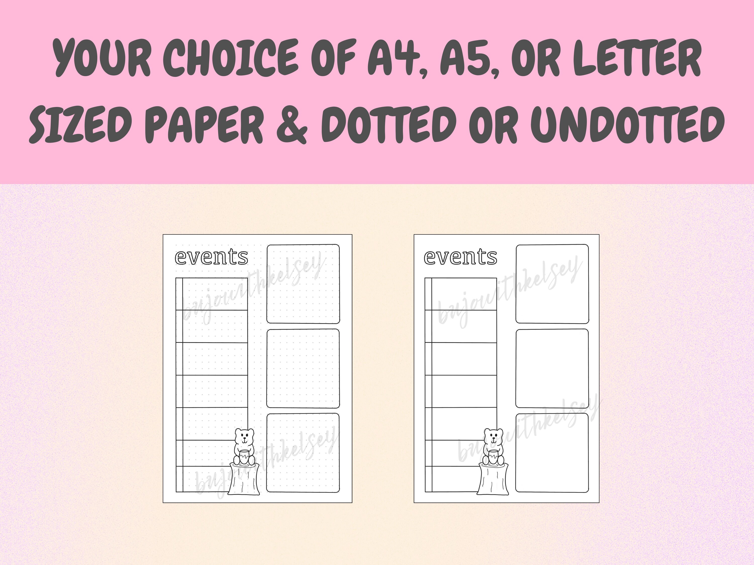 Undated Premade Bullet Journal Pages Cute Bears 2025 Digital Planner ...
