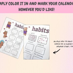 Printable Habit Tracker: Cute Bears Theme | Tracking Template | Monthly ...