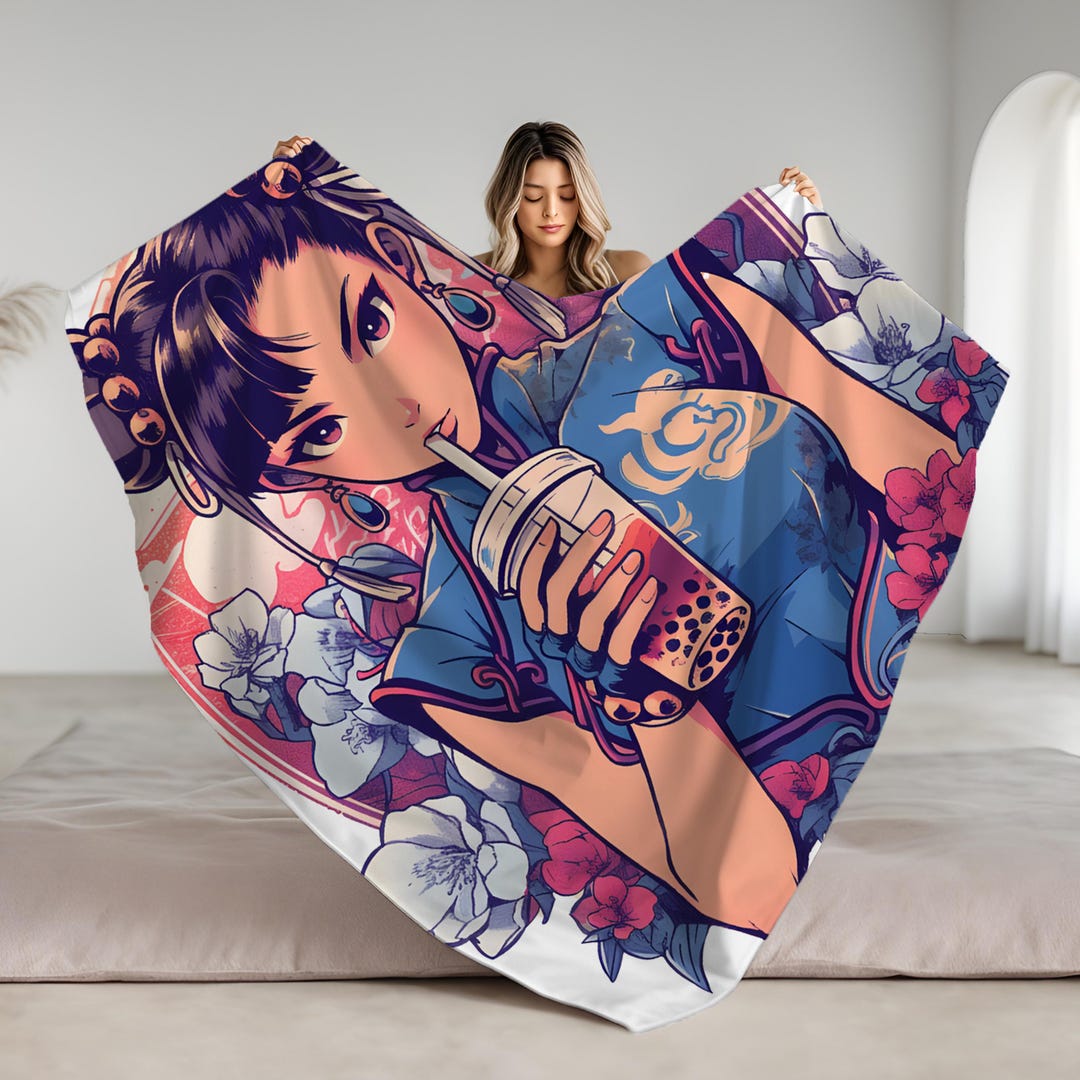 Chun Li GHC X Boba Baddies Plush Blanket - Etsy