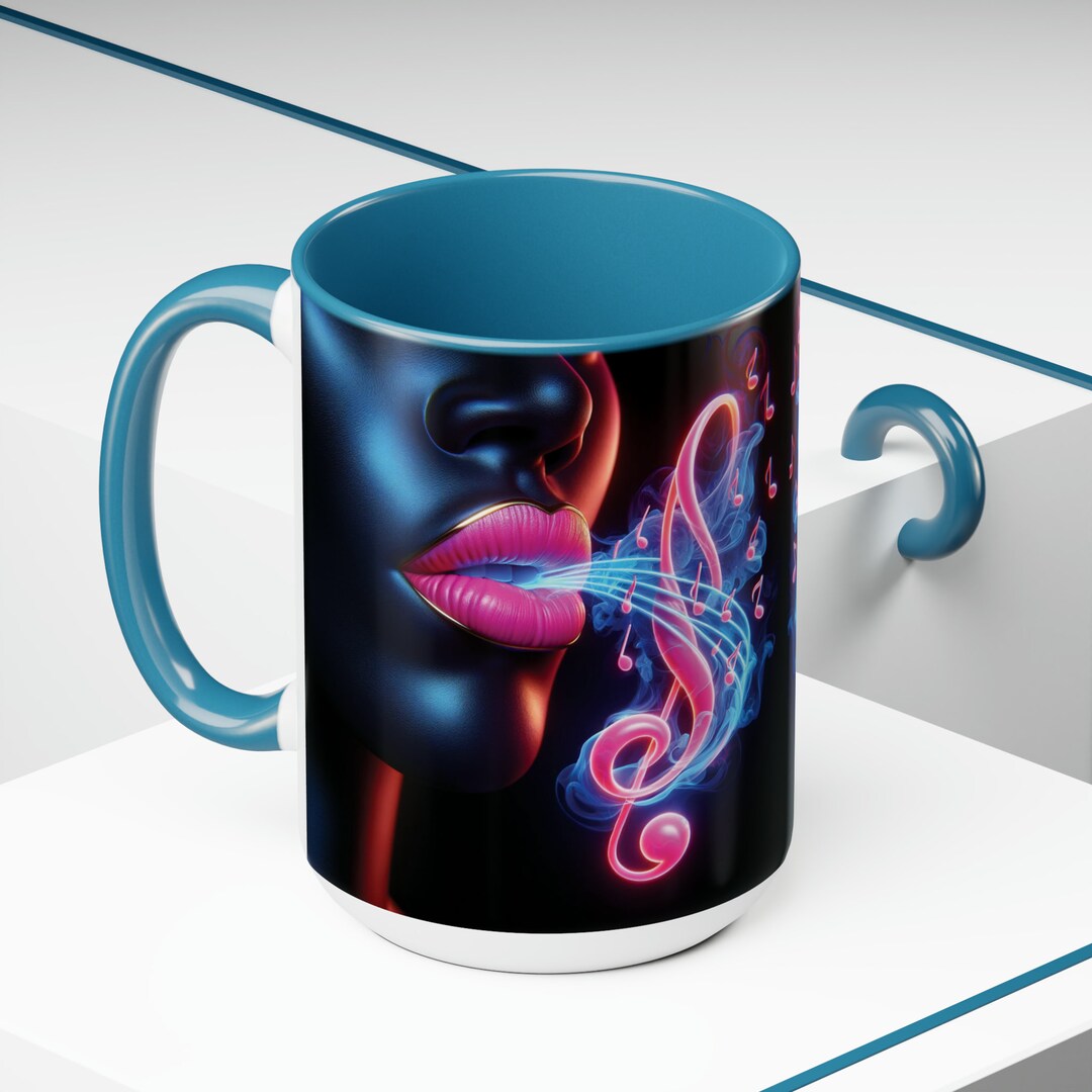 Pink Music Notes Two-tone Coffee Mug, Black Girl Mug, Gift for Her ...