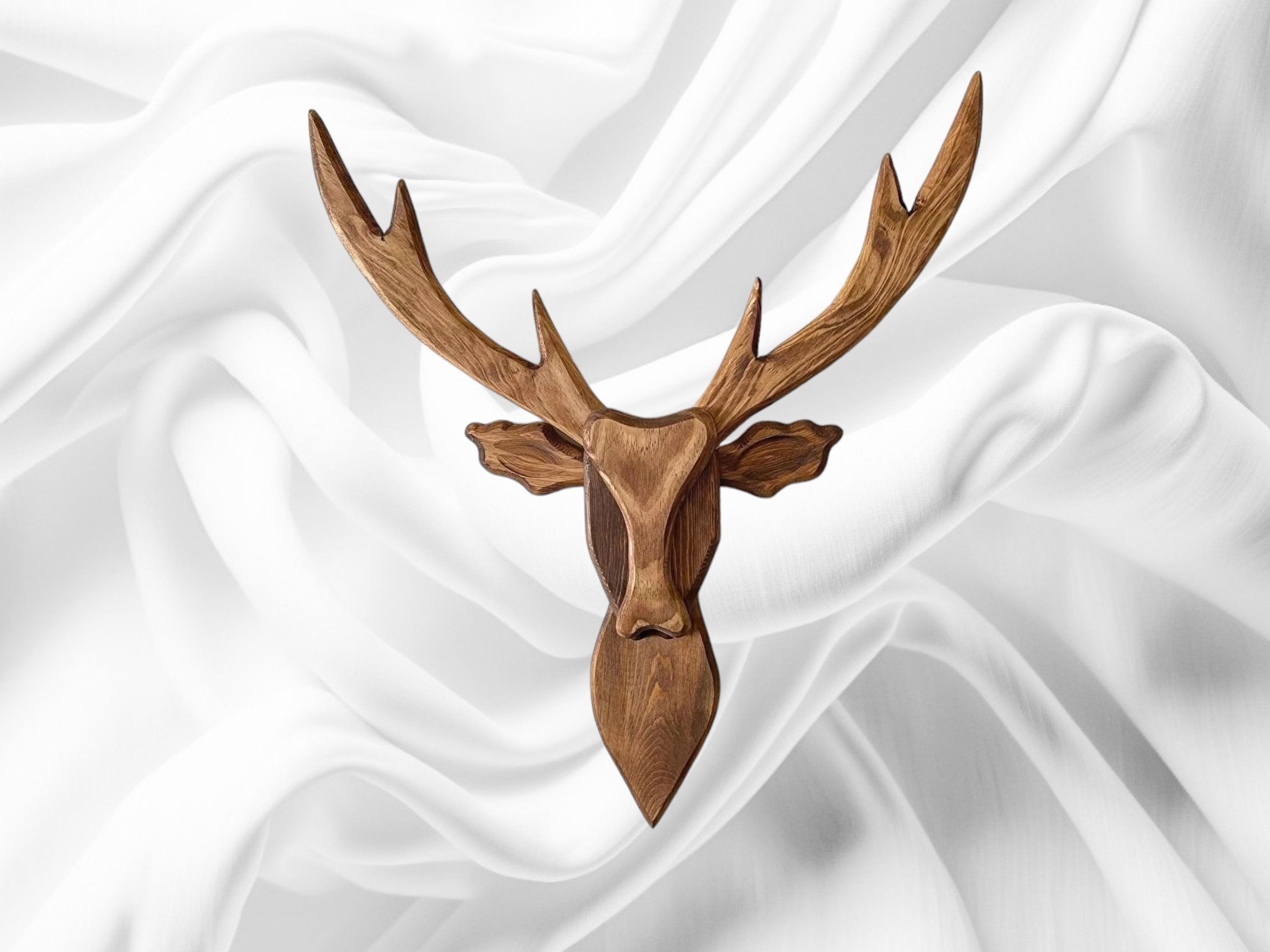 Wooden Deer Head Wall Decor Walnut - Etsy