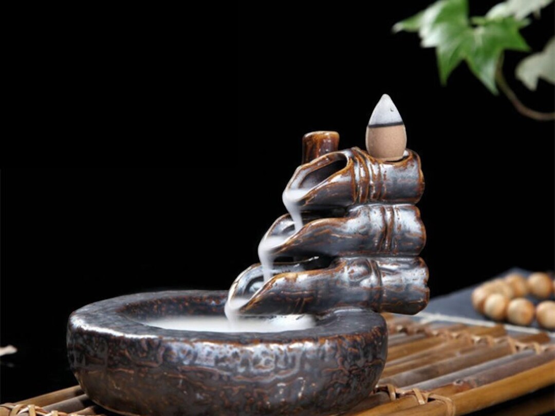 Bamboo-inspired Ceramic Backflow Incense Burner HEM Incense Gift - Etsy