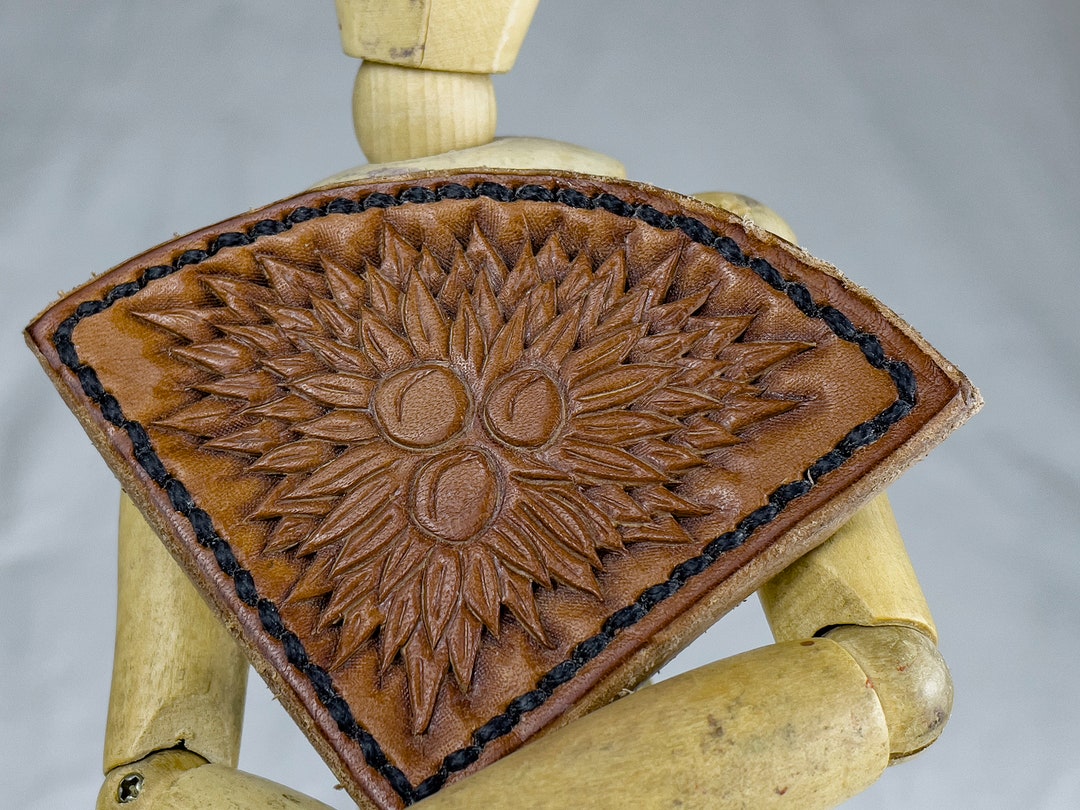 Hand Carved Leather With Peach Tree Cluster Design and Textured ...