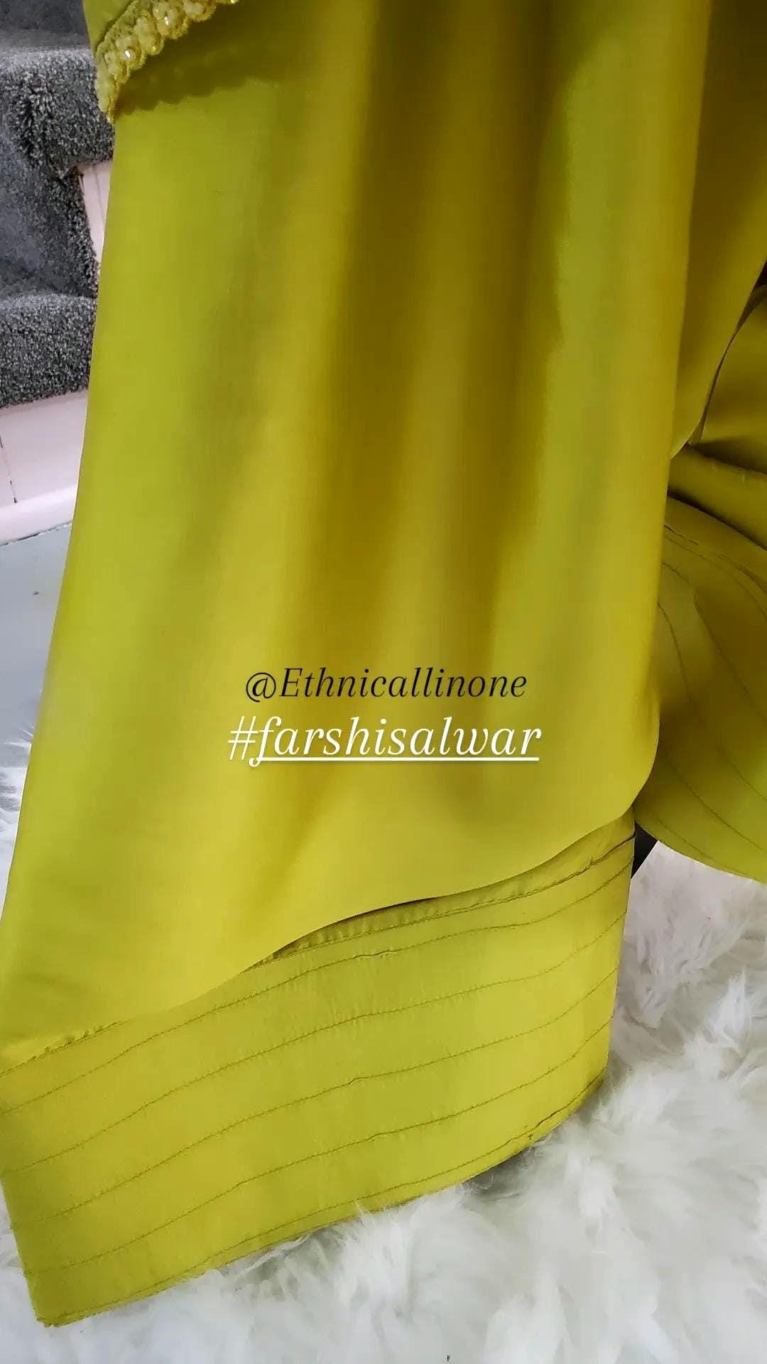 Pakistani Olive Green Sheesha Silk Farshi Suit | Pure Sheesha Silk ...