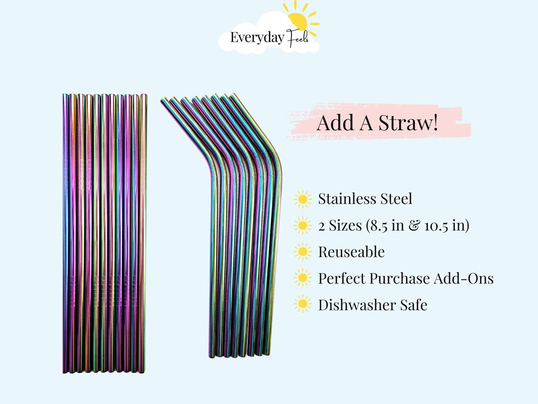 Stainless Steel Rainbow Straw, Cute Straws Reusable Straw, Eco-friendly ...