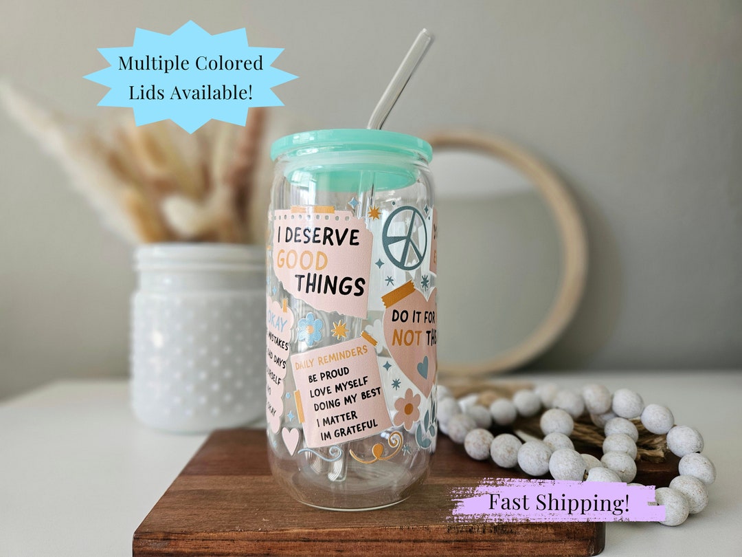 Mental Health Cup, Daily Reminder Tumbler, Libby Glass, Beer Can Cup ...