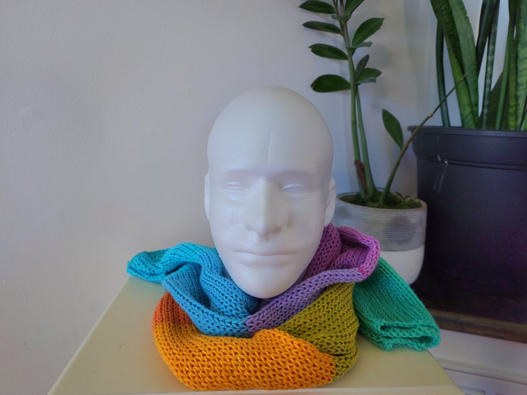 Knitted, 64-inch Rainbow Colored Scarf - Etsy