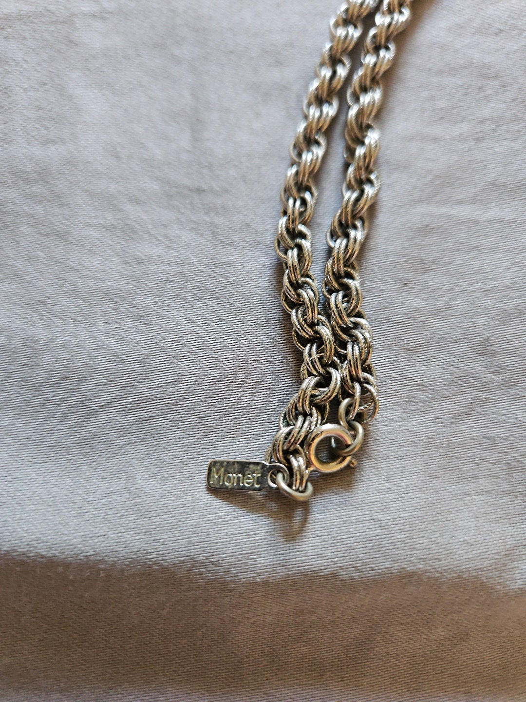 1970's Signed Monet Silver Chain Pendant - Etsy