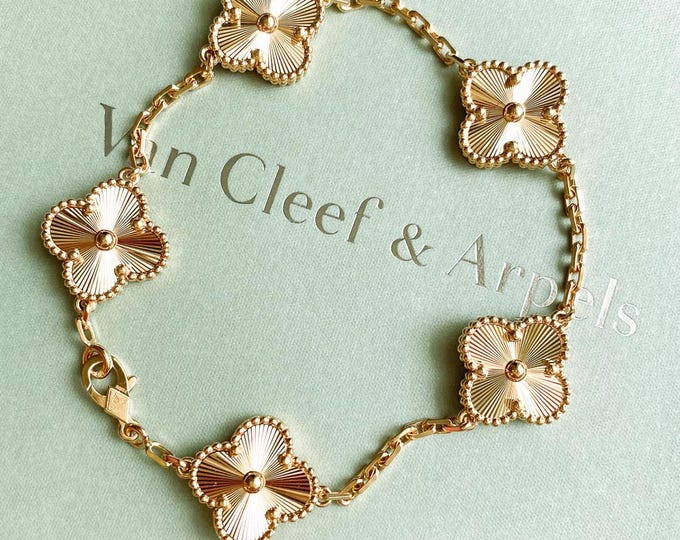 Authentic VCA Bracelets 5 Motifs Vintage Alhambra Bracelet 18k Yellow ...