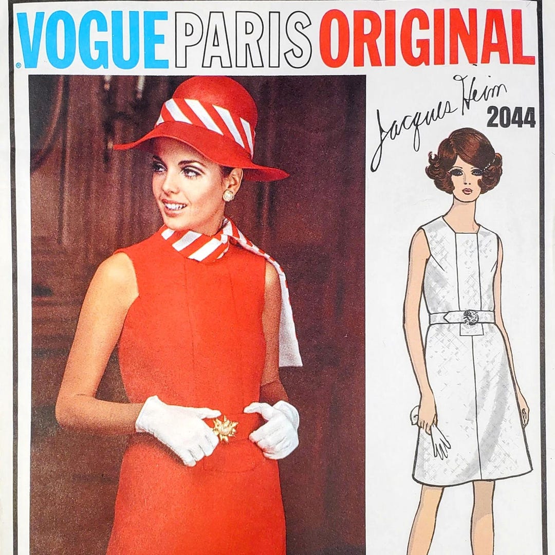 Vogue 2044 UNCUT Jacques Heim Mod A-line Dress -size 12 Bust 34 Vintage ...