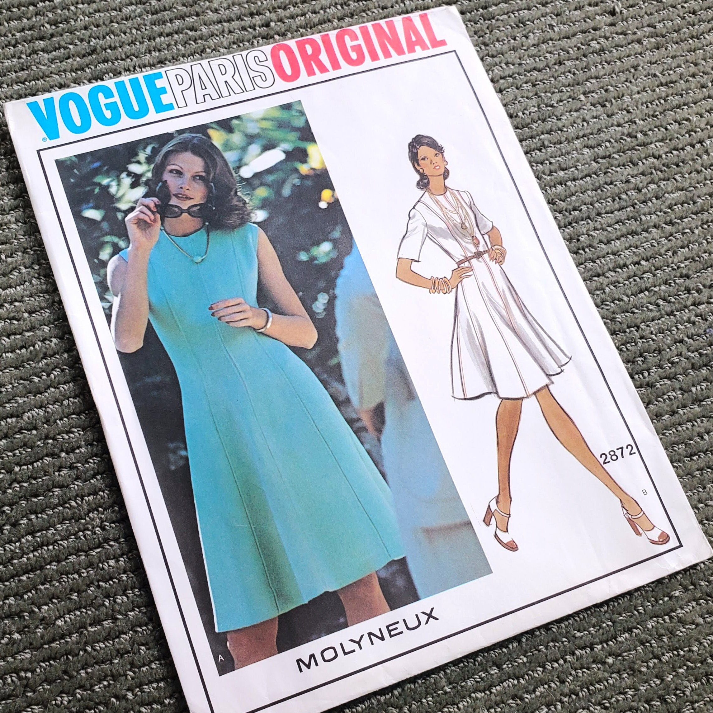 Vogue Paris Original 2872, UNCUT, Molyneux Fit and Flare Dress, Size 8, Bust 31.5 Vintage Paper ...