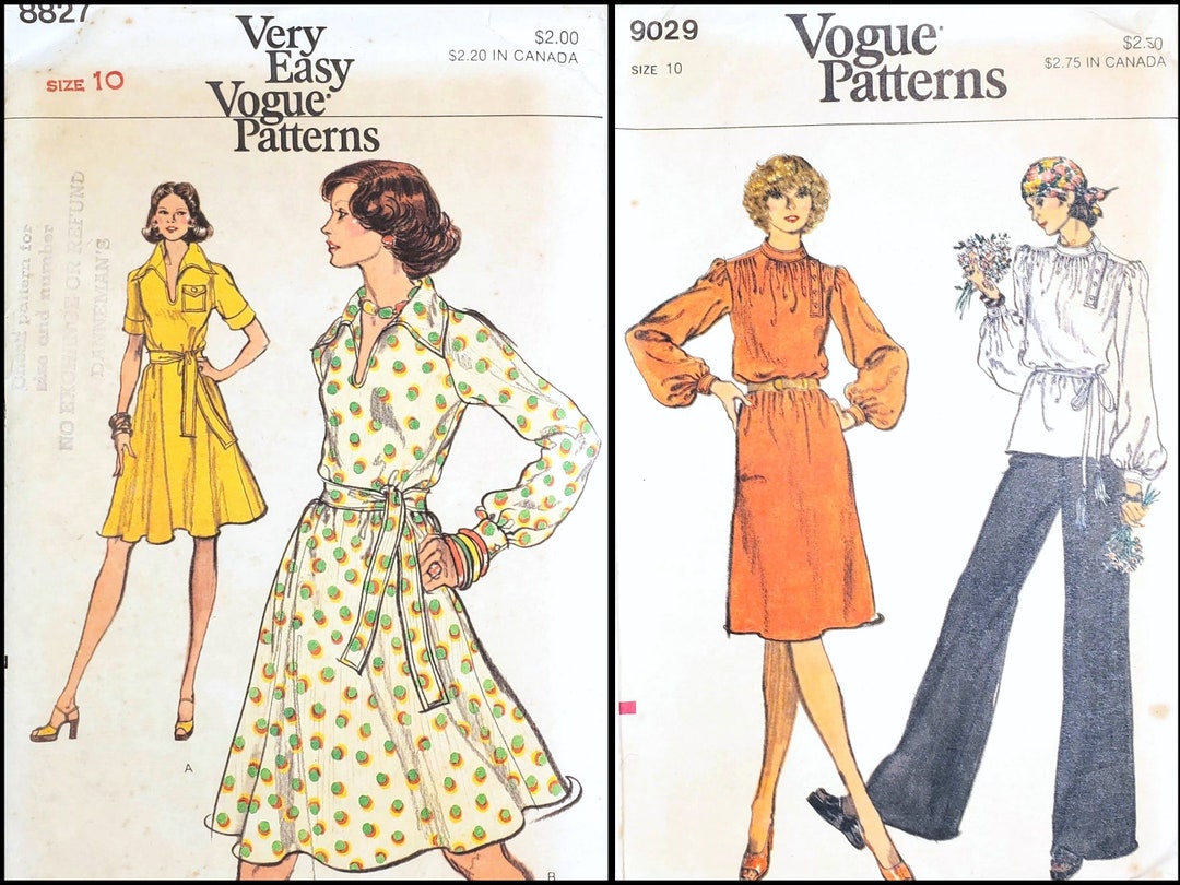 1970s Vogue Patterns 2 Super Cute Midi, Wrap Dresses & Tunic Size 10 ...