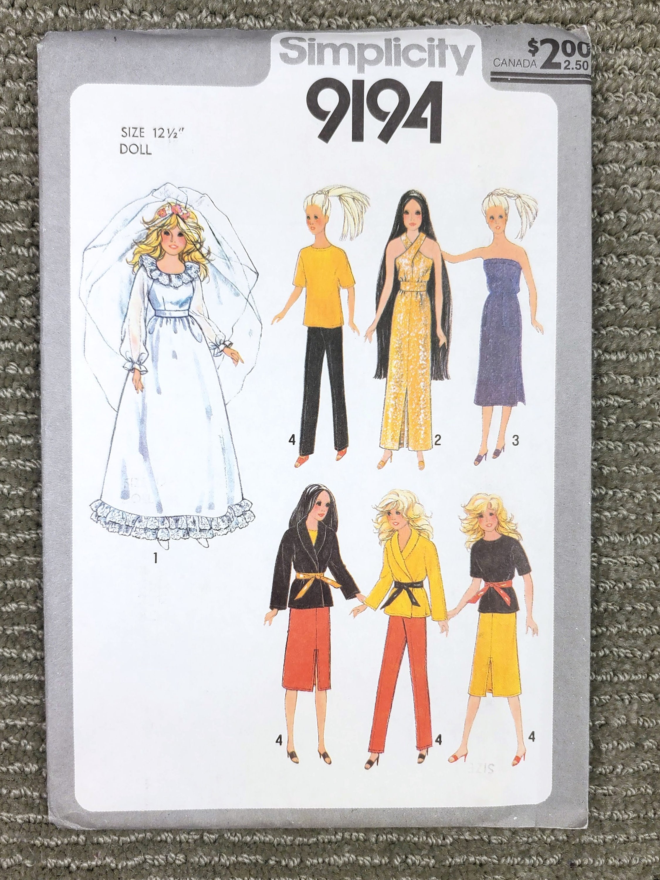 1970s Vintage Doll Clothes Patterns Simplicity 9194, 7737, 8281. Fits ...