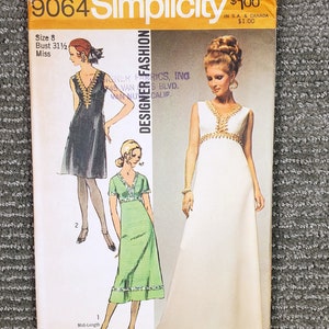 Simplicity 6094 Evening Dress in 3 Lengths - Sz 8, Bust 31.5 Vintage ...