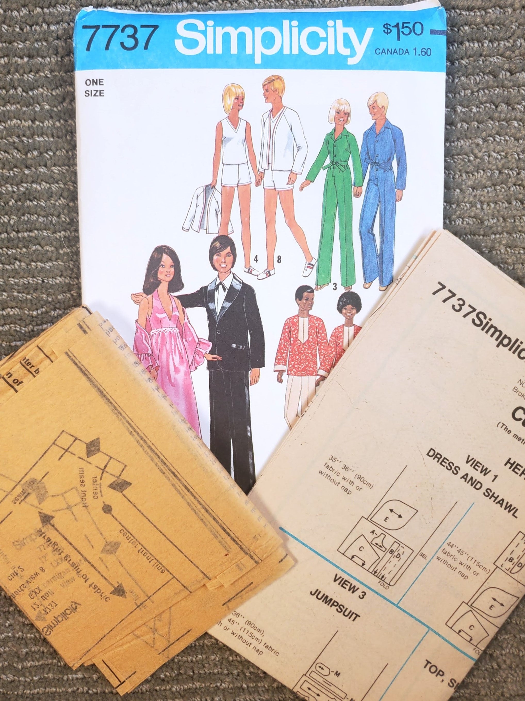 1970s Vintage Doll Clothes Patterns Simplicity 9194, 7737, 8281. Fits ...