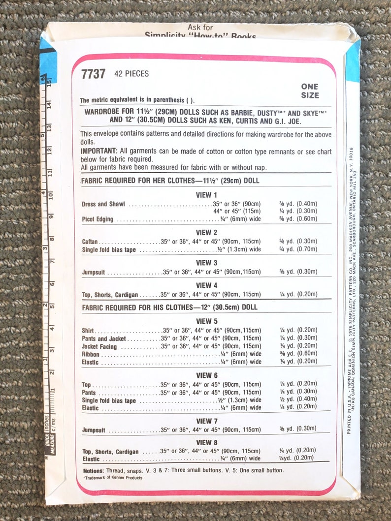1970s Vintage Doll Clothes Patterns Simplicity 9194, 7737, 8281. Fits ...