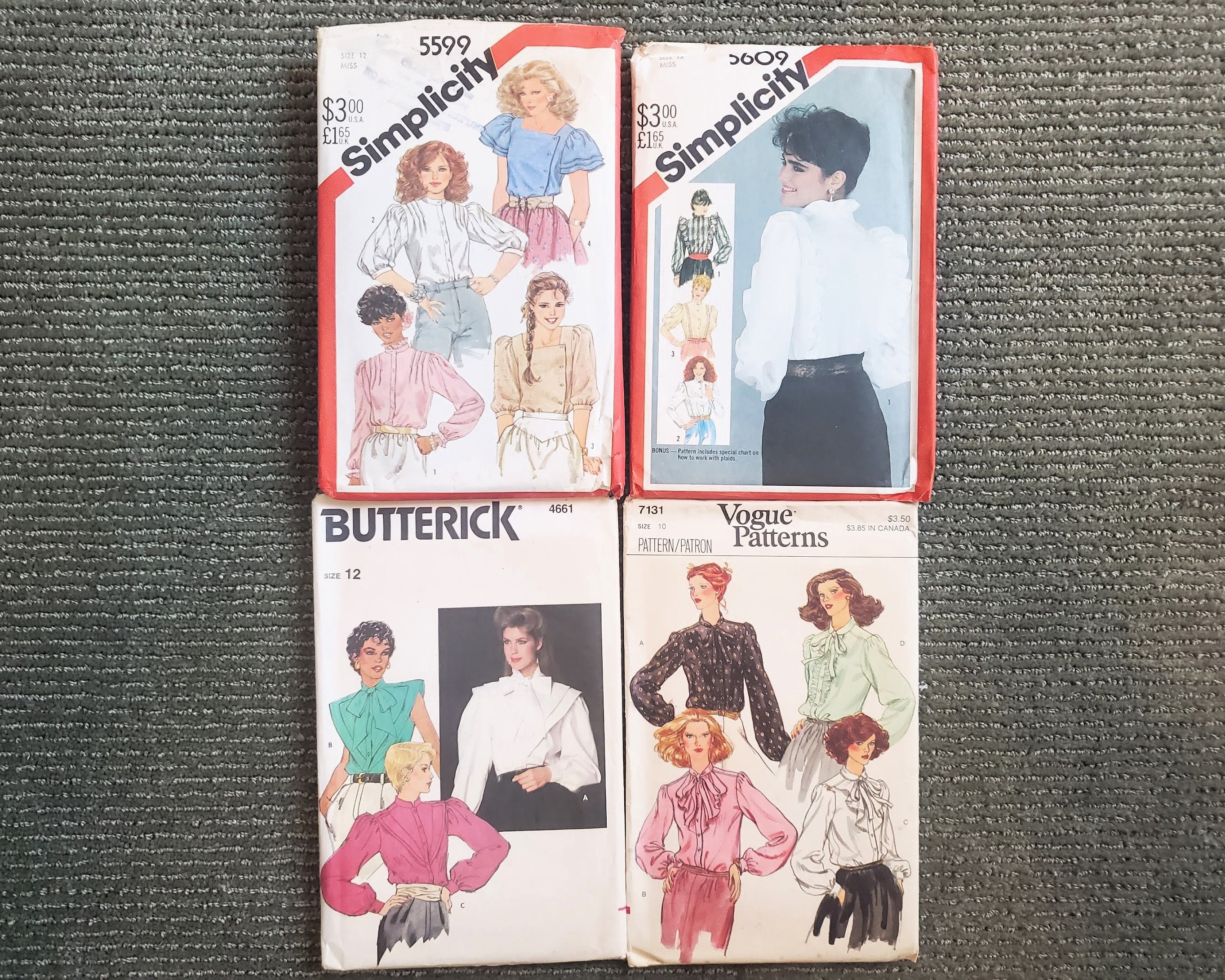 You Choose 1980s Blouse Patterns Ruffles, Ties, Tucks, Jabots, Gathers ...