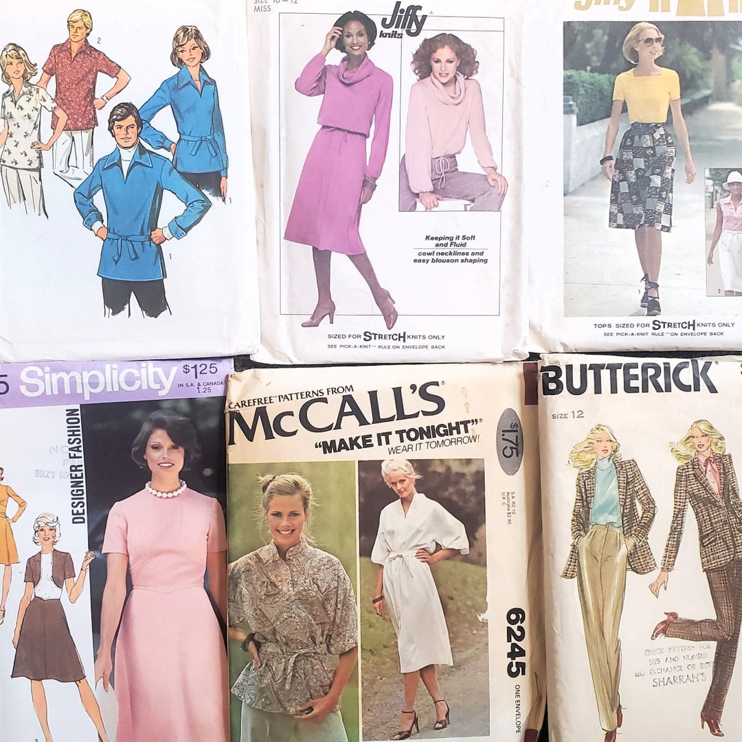 You Choose 1970s Patterns Pullover Dress, Wrap Skirt, Jacket and Pants ...