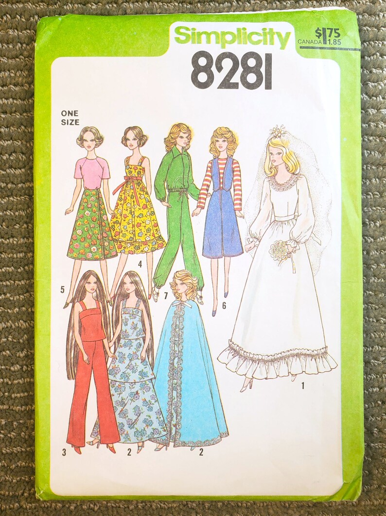 1970s Vintage Doll Clothes Patterns Simplicity 9194, 7737, 8281. Fits ...