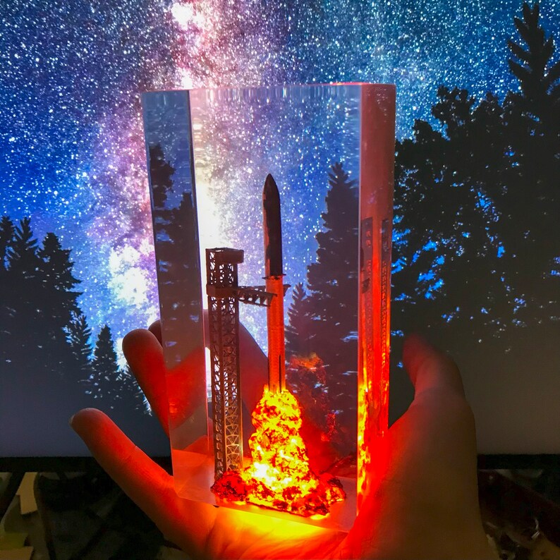 Spacex Starship Rocket Launch Resin Lamp 3D Starship Model Night Lights ...