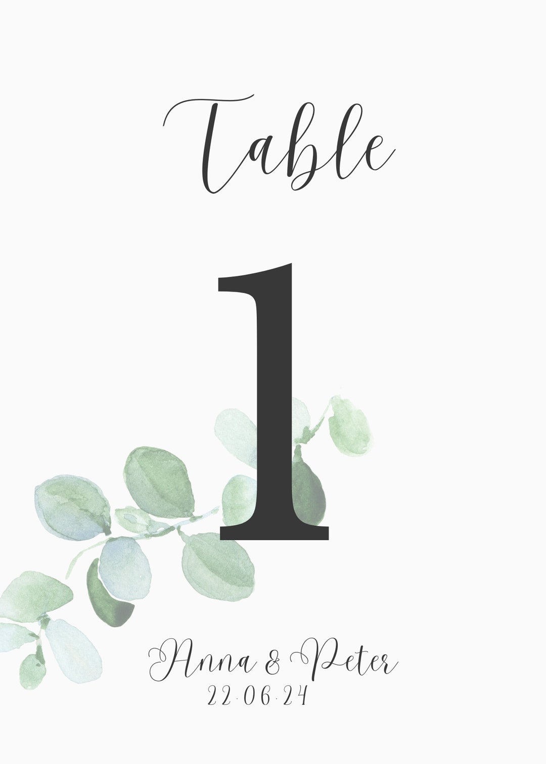Table Card Eucalyptus Table 1 to 10 - Etsy