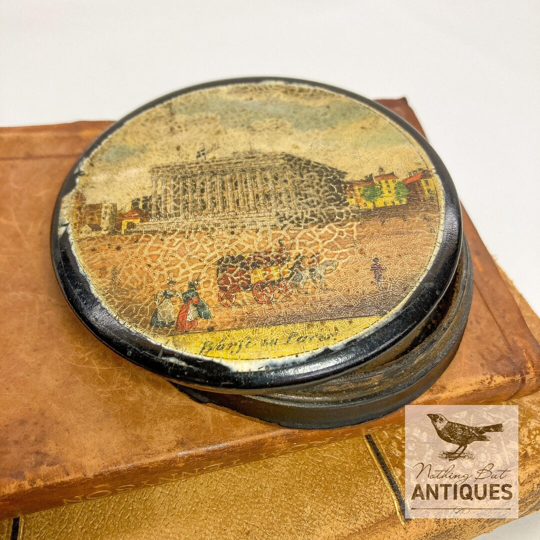 Antique Victorian Snuff Box, Lacquered Paper Mache 19th Century, Ca ...